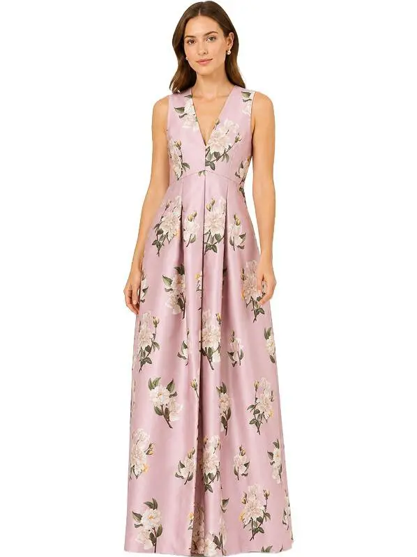 Sachin & Babi Brooklynne Printed Mikado Gown - Red