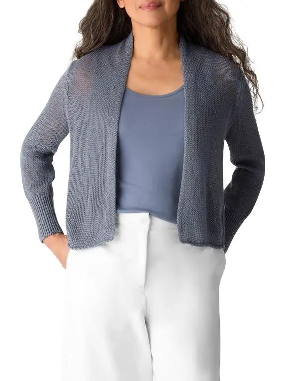 Eileen Fisher Open Front Organic Cotton Cardigan - Flint