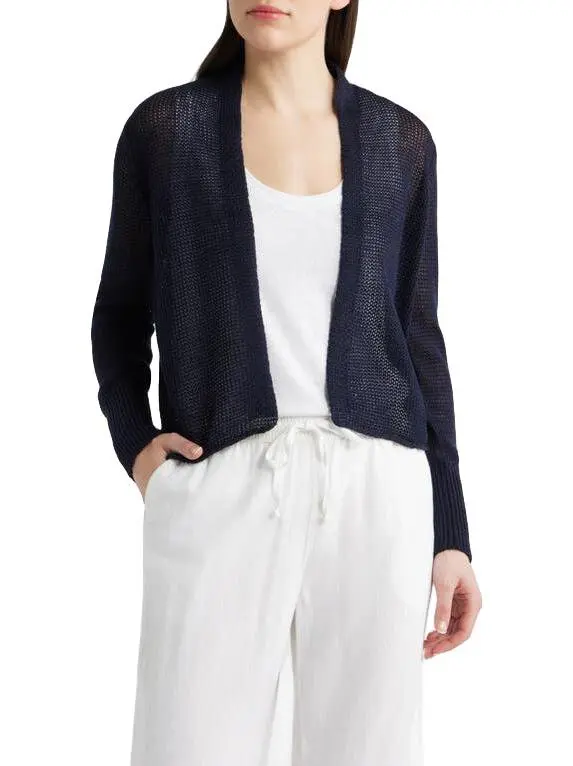 Eileen Fisher Open Front Organic Cotton Cardigan - Ink