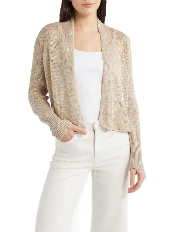 Eileen Fisher Open Front Organic Cotton Cardigan - Undyed Natural