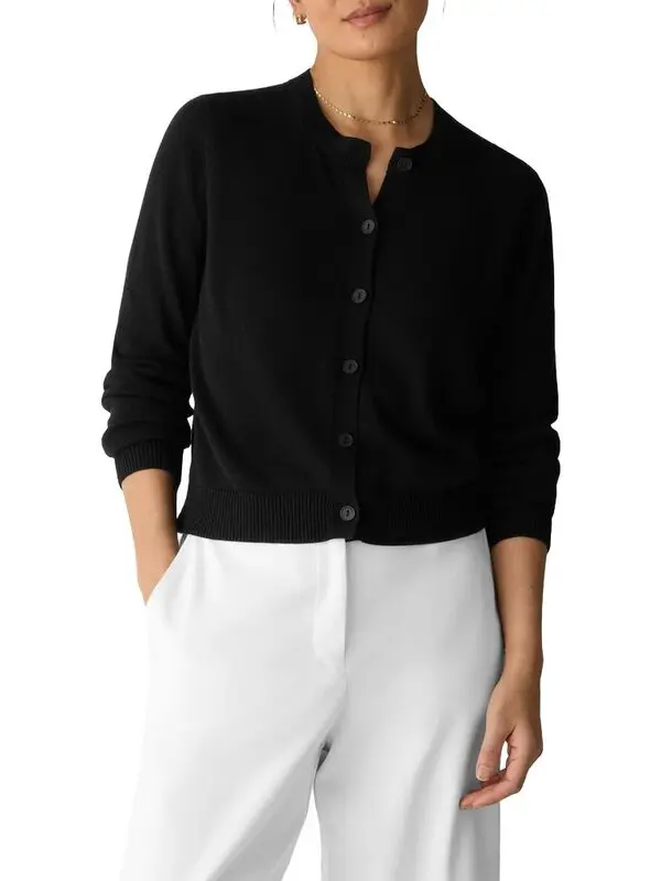 Eileen Fisher Organic Cotton-blend Cardigan - Black