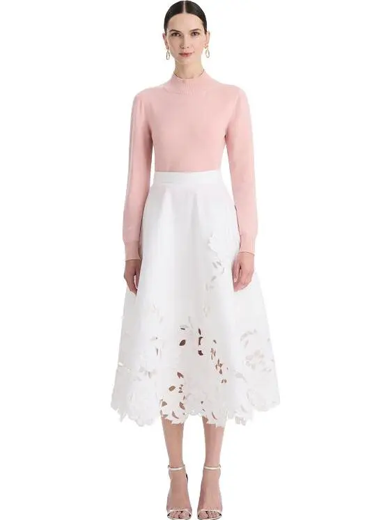 Oscar De La Renta Cutout Cotton Twill Skirt - Floral