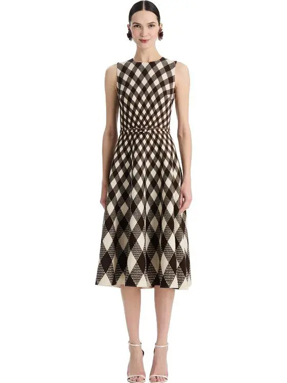 Oscar De La Renta Degradé Argyle Wool Dress - Natural