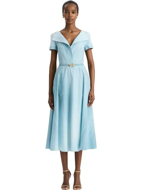 Oscar De La Renta Painted Ground Cotton Poplin Dress - Natural