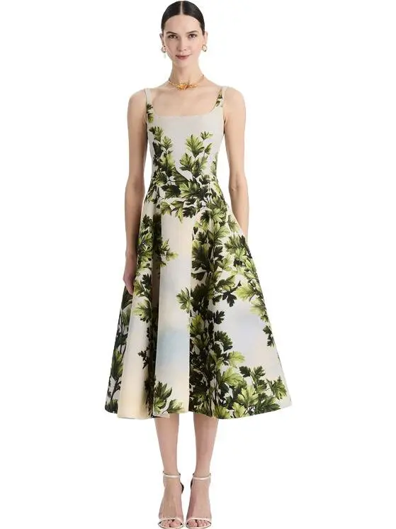Oscar De La Renta Maple Leaf Faille Dress - Natural