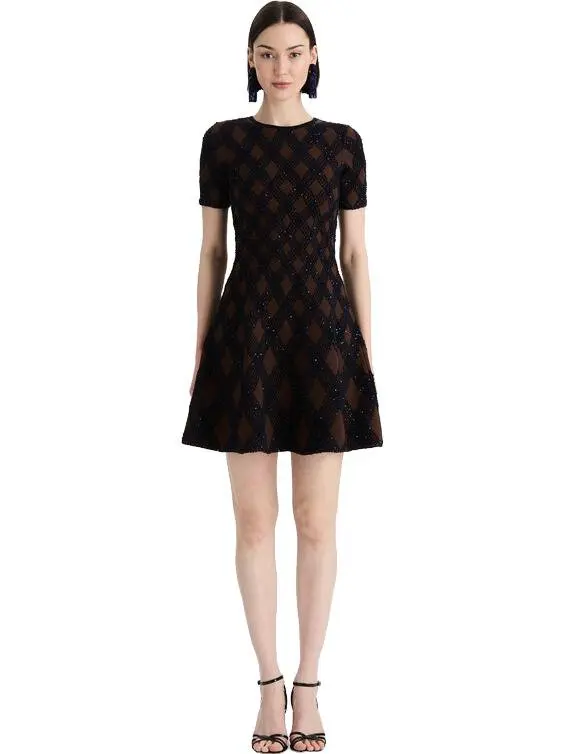 Oscar De La Renta Argyle Knit Dress - Natural