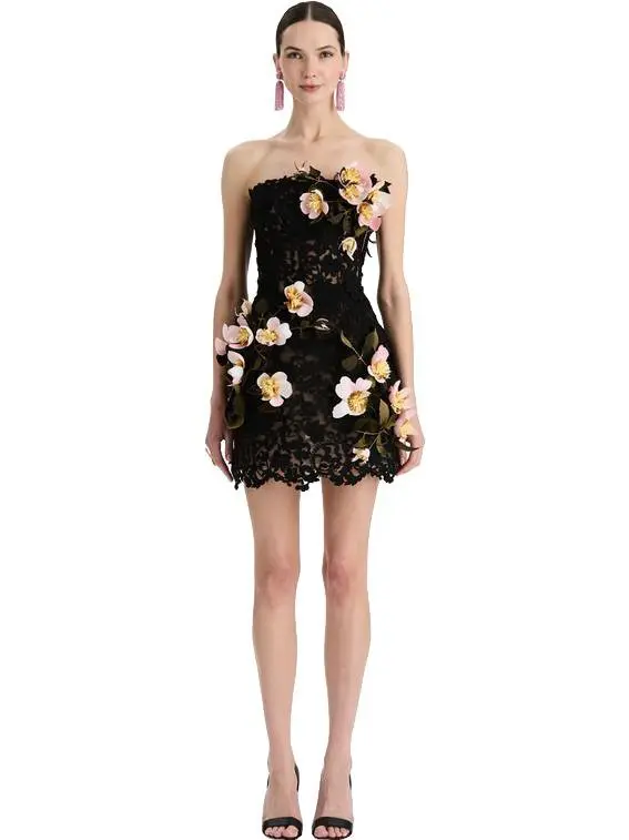 Oscar De La Renta Appliqué Guipure Cocktail Dress - Floral