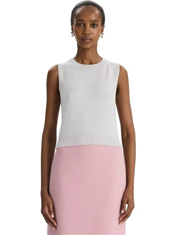 Oscar De La Renta Cropped Wool Tank - Natural