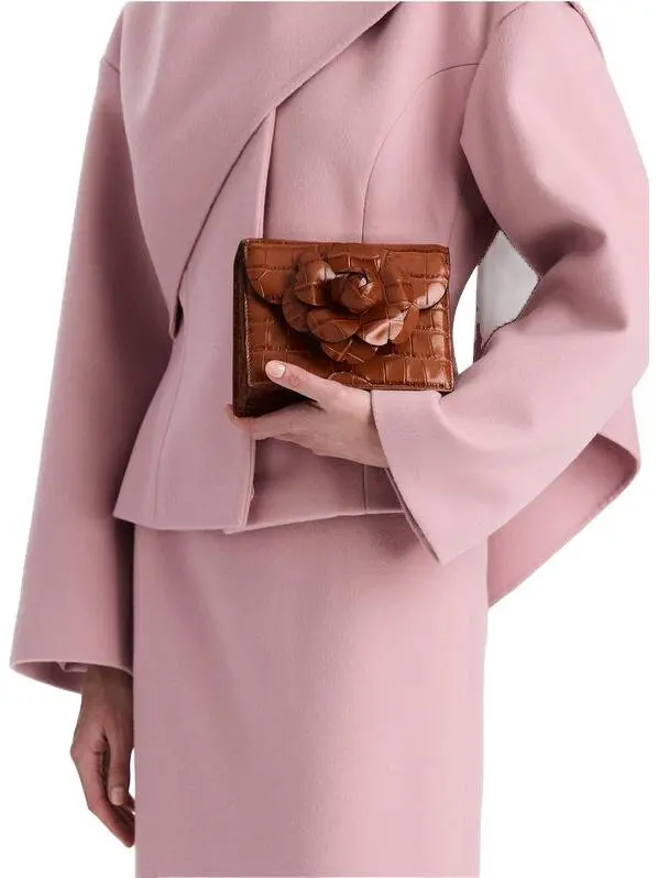 Oscar De La Renta Embossed Mini Bag With Chain Strap - Natural