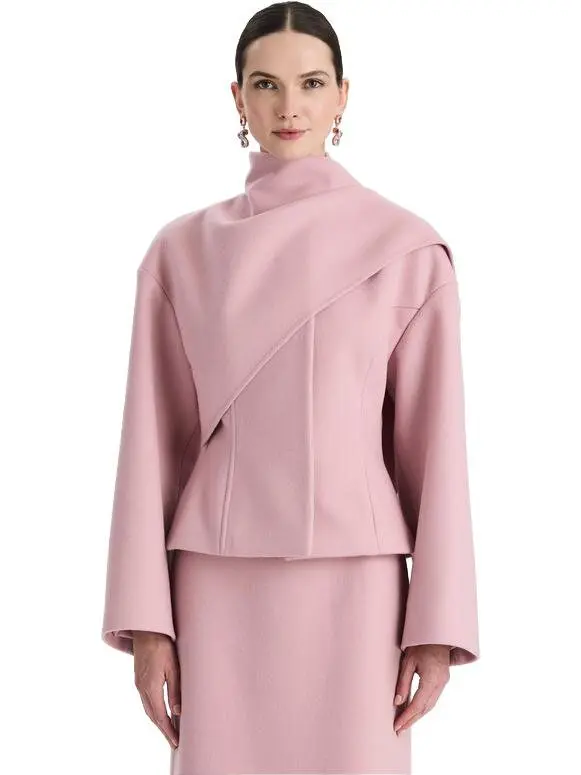 Oscar De La Renta Drape-detailed Wool Coat - Natural