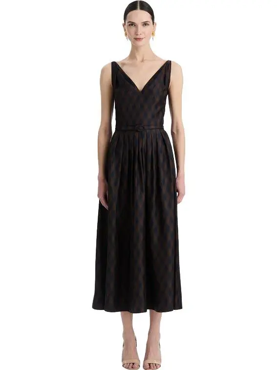 Oscar De La Renta Argyle Silk Twill Dress - Natural