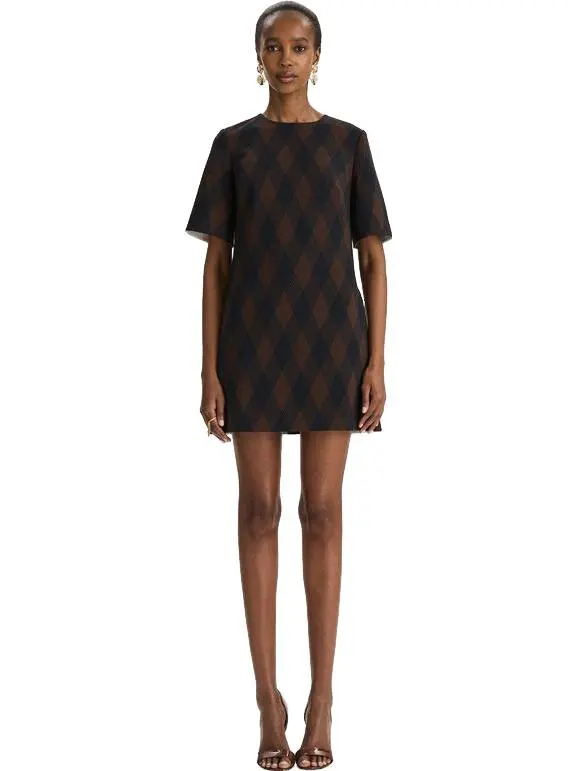 Oscar De La Renta Argyle Shift Dress - Natural