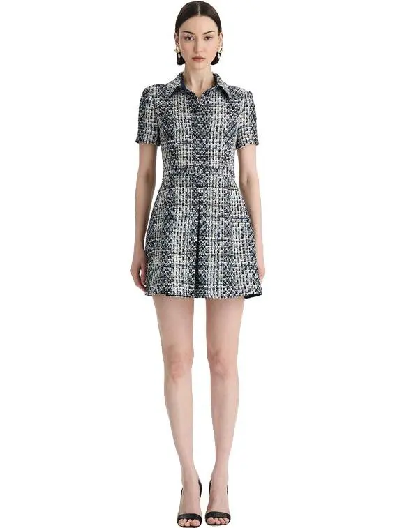 Oscar De La Renta Slub Wool Tweed Mini Dress - Natural