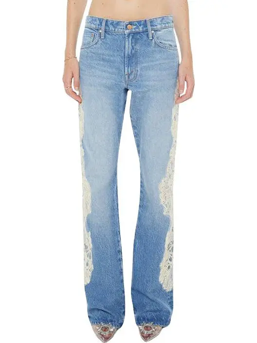 MOTHER The Chomp Heel Lace Trim Bootcut Jeans - Wish Bone