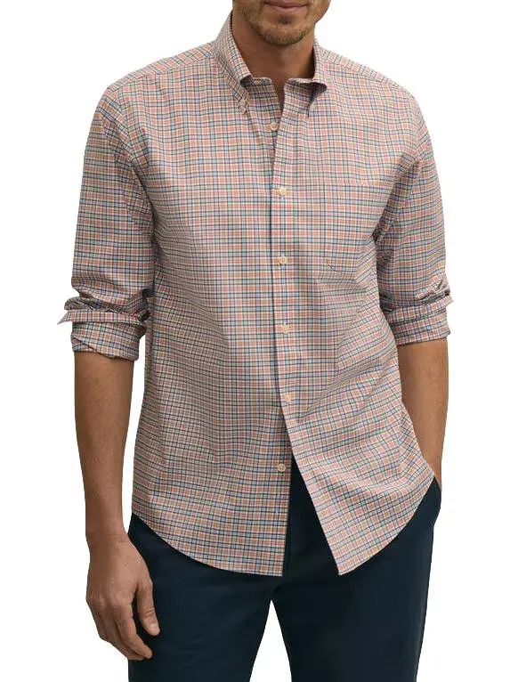 Brooks Brothers Regular Fit Plaid Non-iron Stretch Cotton Button-down Shirt - Terracottachk