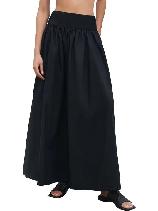 MARCELLA Raven Cotton Poplin Maxi Skirt - Black