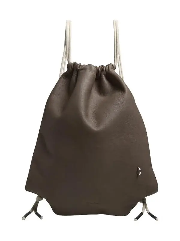 Rick Owens Drawstring Lambskin Leather Bag - Dust/pearl