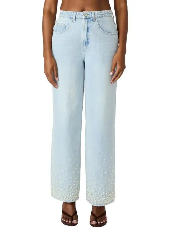 Steve Madden Sydnee Beaded Straight-leg Jeans - Sulphur Spring