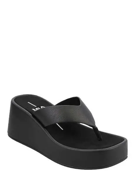 Mia Niccola Platform Wedge Flip Flop - Black