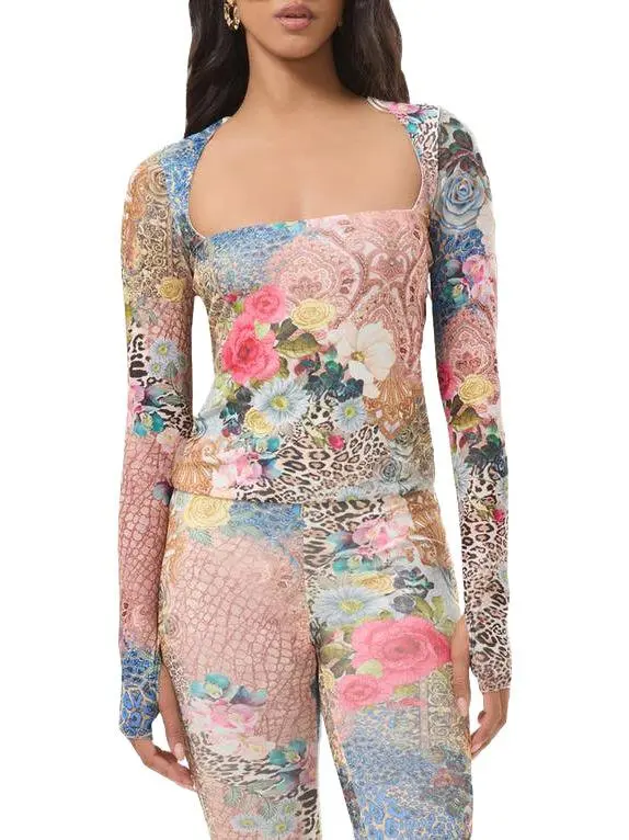 AFRM Ines Mix Print Top - Iris Patchwork