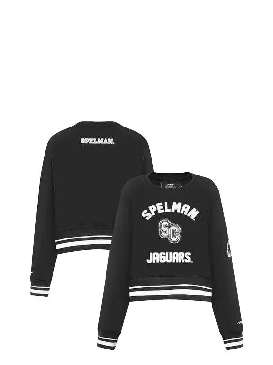 PRO STANDARD Spelman College Jaguars Pearl Cropped Pullover Sweatshirt - Black