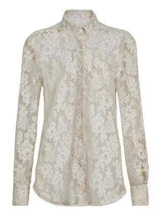Brunello Cucinelli Flower Jacquard Lace Shirt - Cream