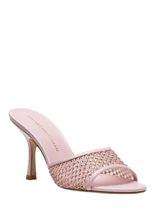 STUART WEITZMAN Bareitall Shine Mesh Sandal - Pink Marshmallow