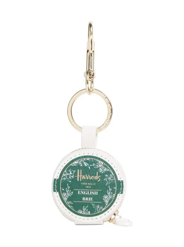 Harrods Leather English Brie Keyring - Green