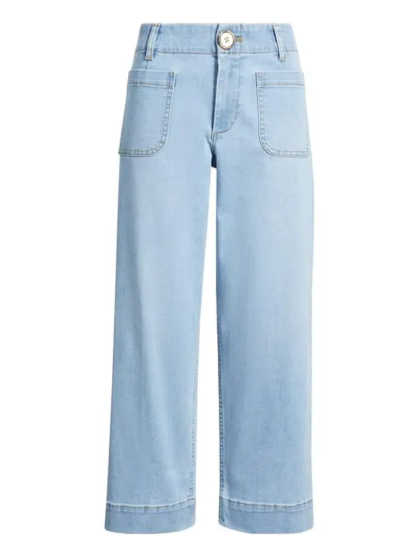 CITY BLUES Soho Patch Pocket Straight Leg Jeans - Light Vintage Blue