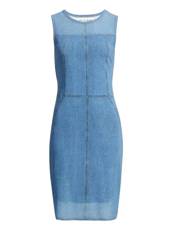 CITY BLUES Denim & Mesh Minidress - Indigo