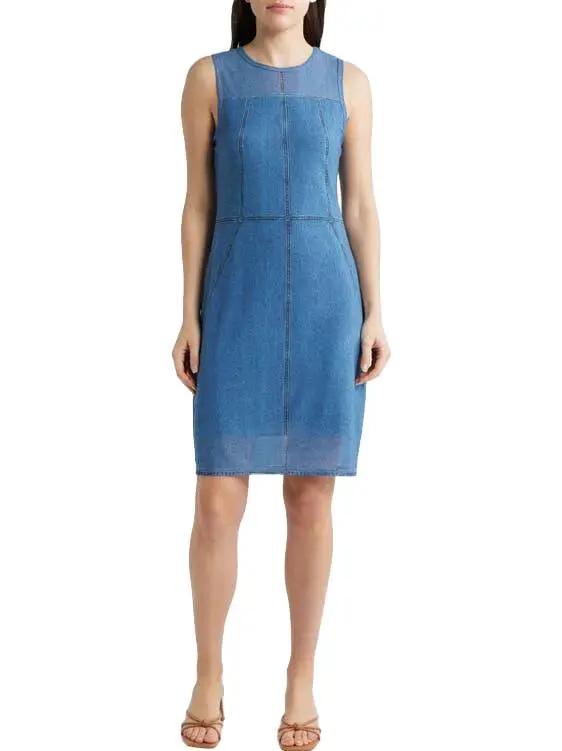 CITY BLUES Denim & Mesh Minidress - Indigo
