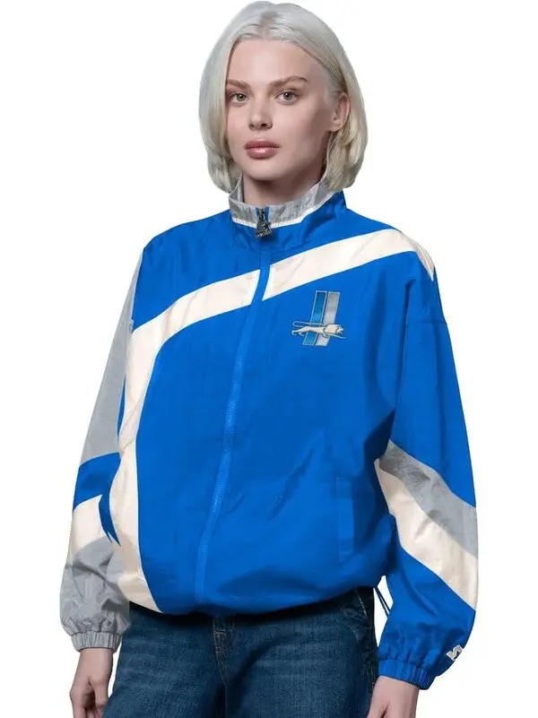 STARTER Detroit Lions Vintage Full-zip Windbreaker - Blue
