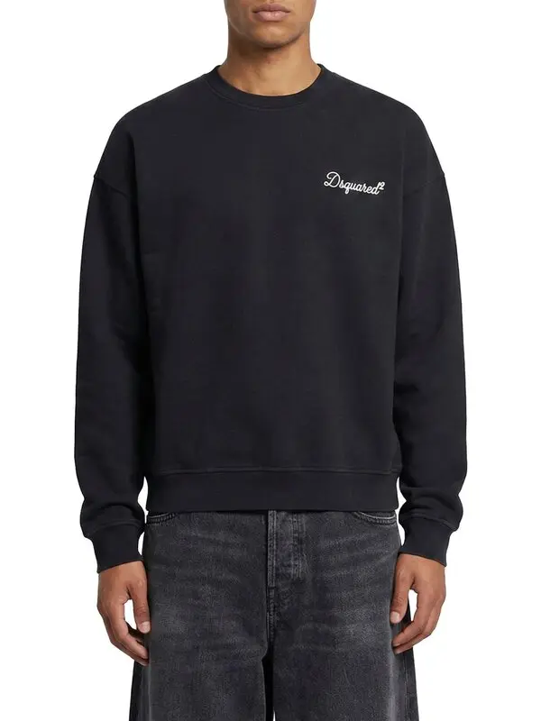 Dsquared2 Cotton Crewneck Sweatshirt With Logo - Black