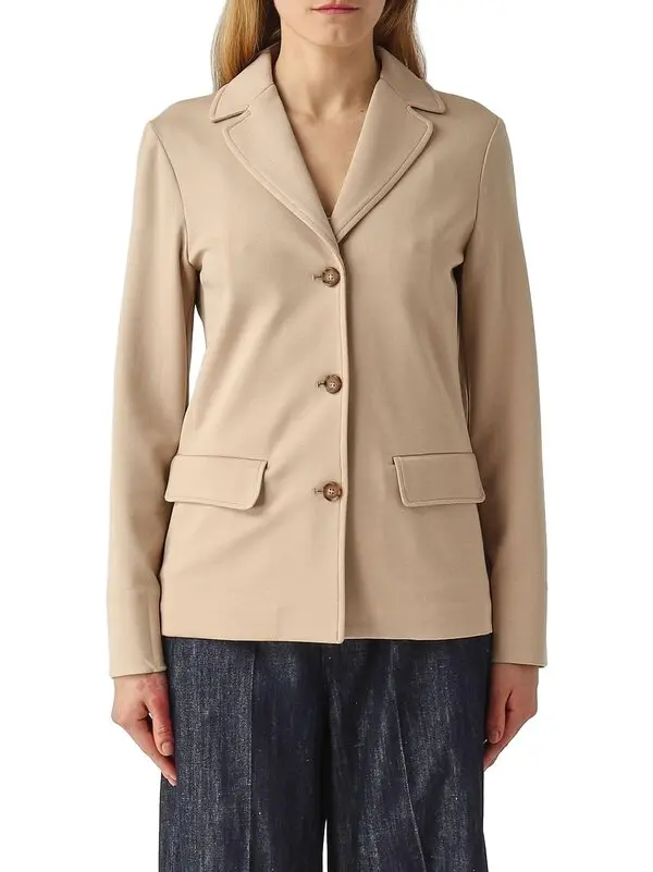 Max Mara Single Breasted Blazer In Stretch Viscose Jersey - Beige