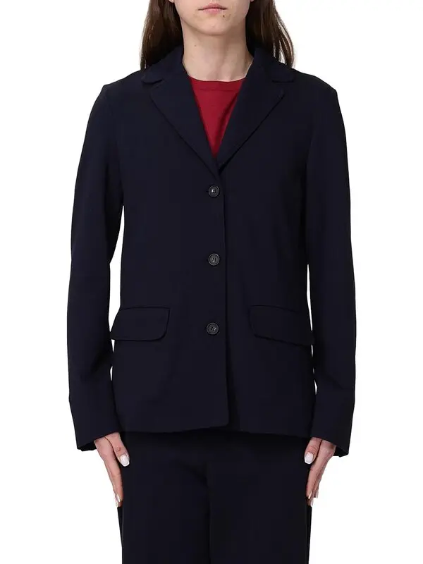 Max Mara Single Breasted Blazer In Stretch Viscose Jersey - Navy