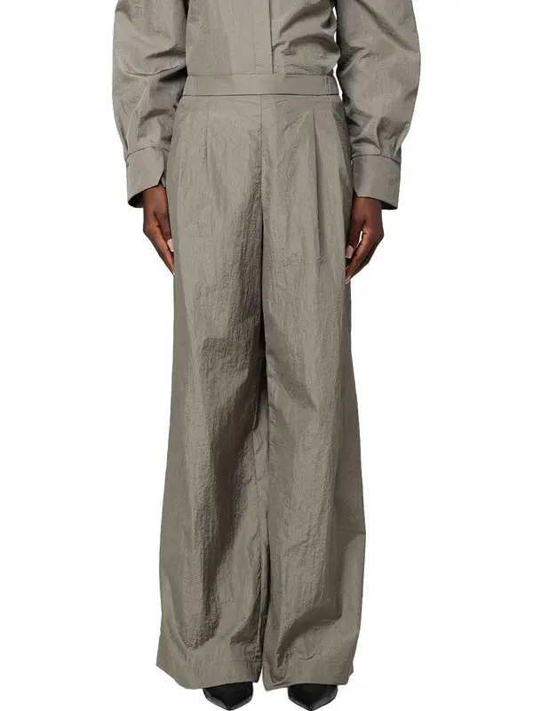 Max Mara Crinkled Taffeta Wide-leg Trousers - Green