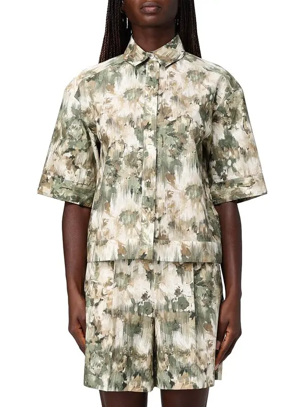 Max Mara Abstract Patterned Cotton Shirt - Green