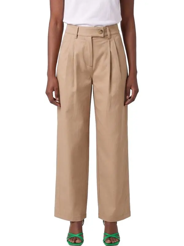 Max Mara Cotton Blend Wide Leg Trousers - Beige
