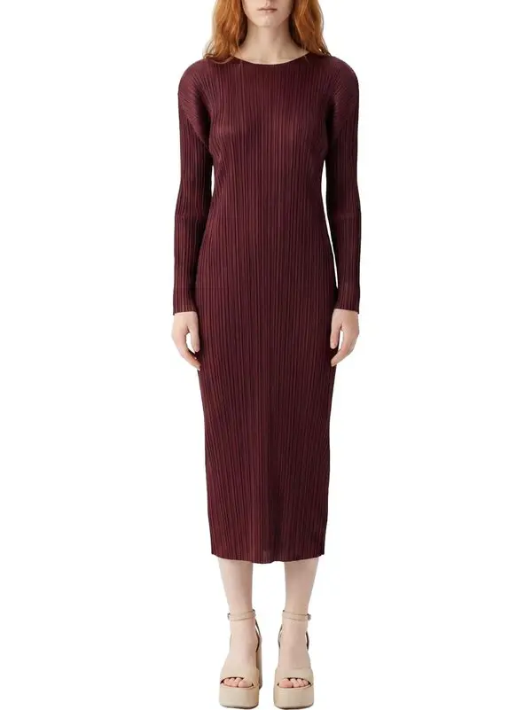 Issey Miyake Pleated Dress - Burgundy