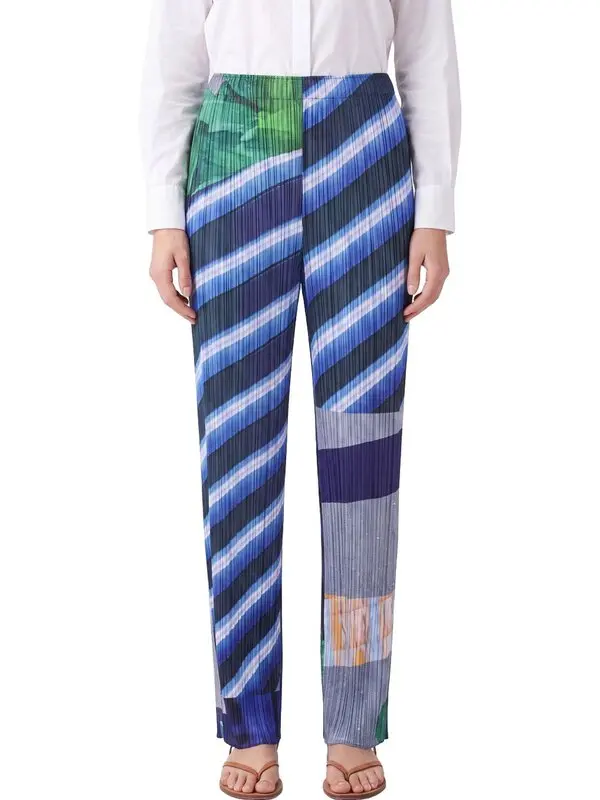 Issey Miyake Abstract Pattern Pleated Polyester Trousers - Grey