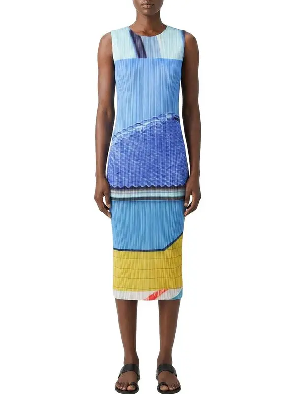 Issey Miyake Pleated Dress - Blue