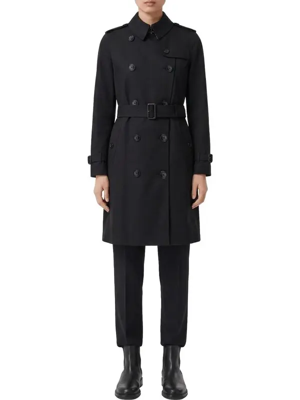 Burberry Double-breasted Cotton Trench Coat With Belt And Epaulettes - Black
