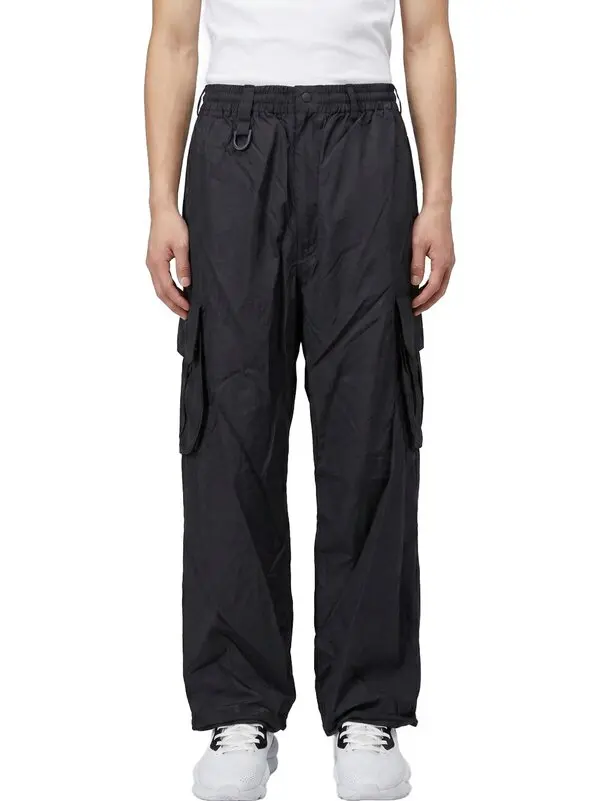 Y3 Nylon Cargo Pants With Three Stripes Detail - Black