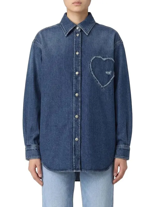 Moschino Denim Shirt With Heart Detail - Blue