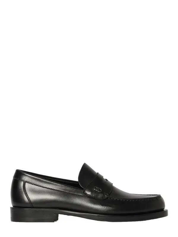 FERRAGAMO Leather Penny Loafers - Black