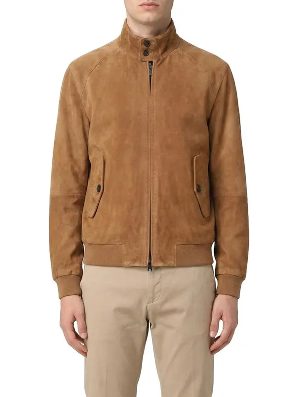 BARACUTA Suede Bomber Jacket - Beige