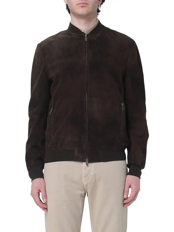 SALVATORE SANTORO Suede Bomber Jacket - Brown