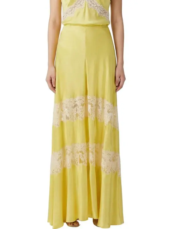 Alberta Ferretti Lace Detailed Skirt - Yellow