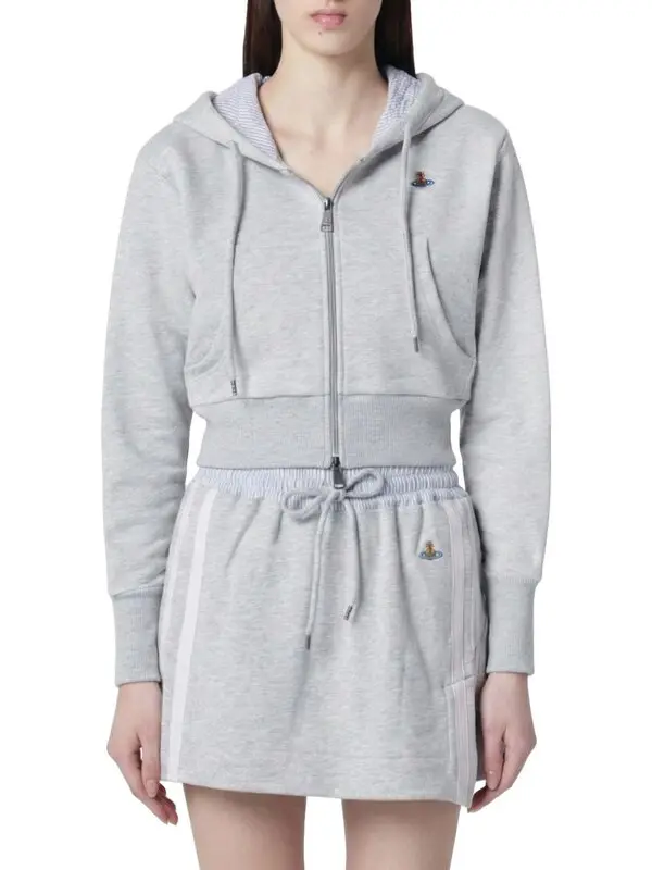 VIVIENNE WESTWOOD Cropped Zip Up Hoodie - Grey