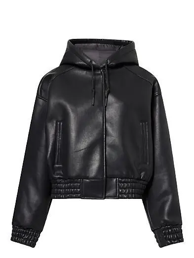 THE FRANKIE SHOP Faux Leather Bomber Jacket - Black